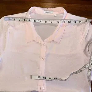 Reitmans | Tops | Reitmans Pink Partial Sheer 34 Length Sleeved ...
